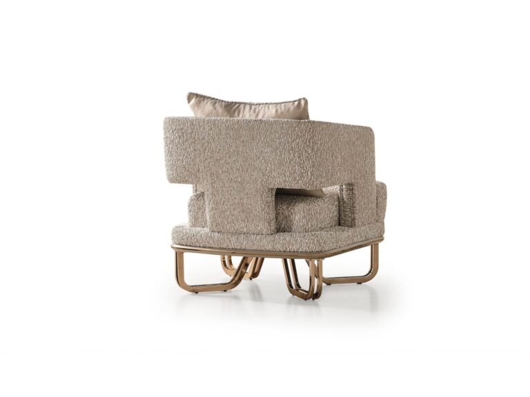 Pera Cream Armchair with Metallic Legs - Mandiinteriors
